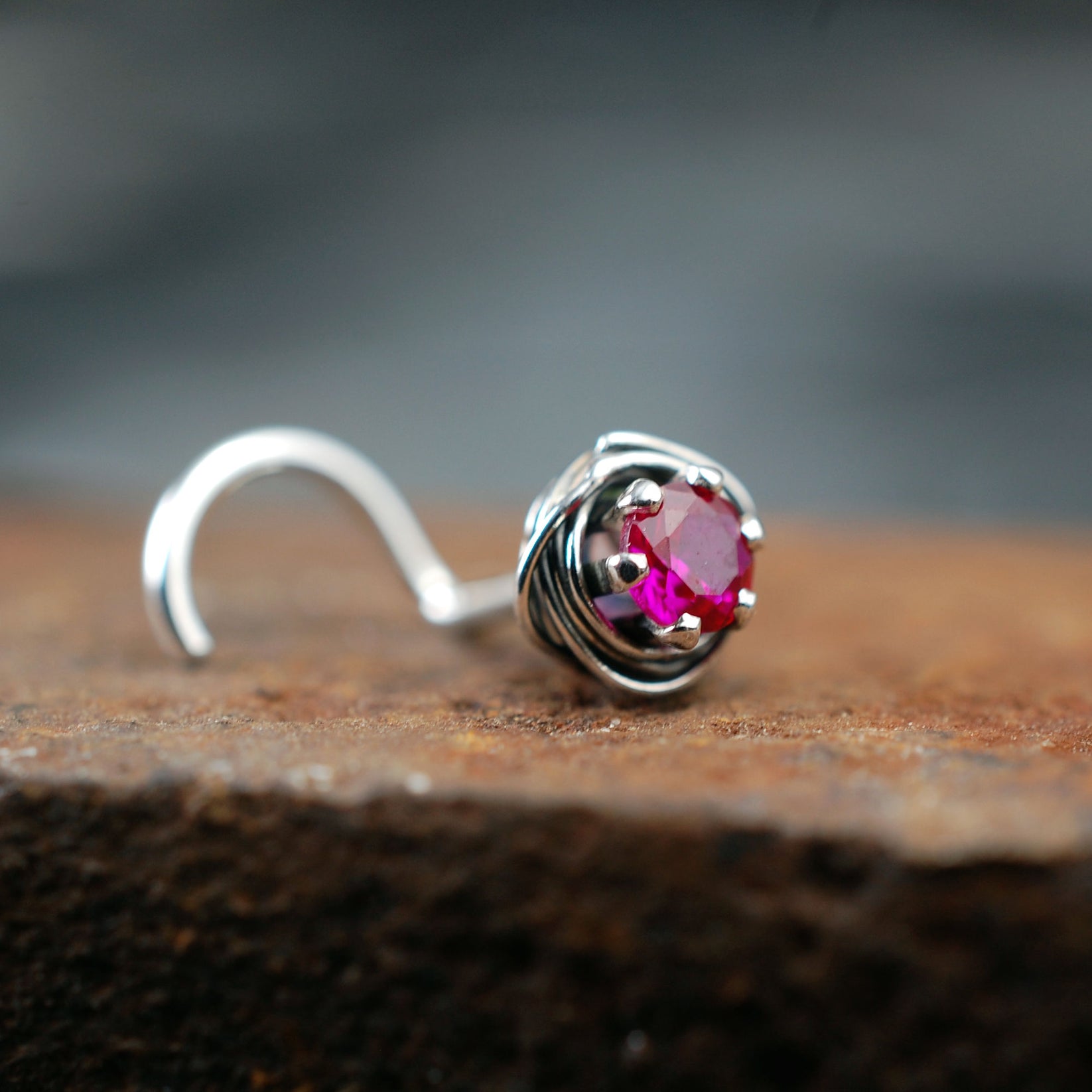 Ruby Nose Stud - All Tangled Up with Rubies – Rock Your Nose Jewelry Inc.