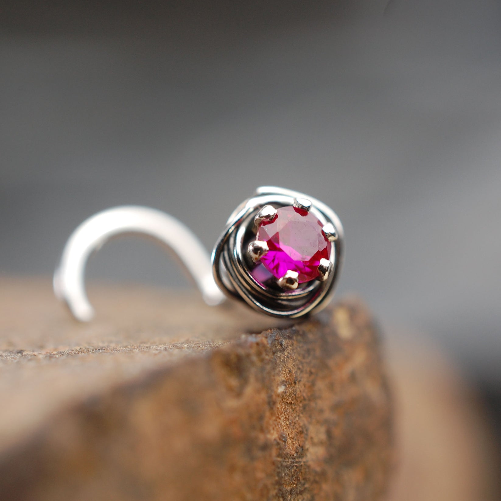 Ruby Nose Stud - All Tangled Up with Rubies – Rock Your Nose Jewelry Inc.