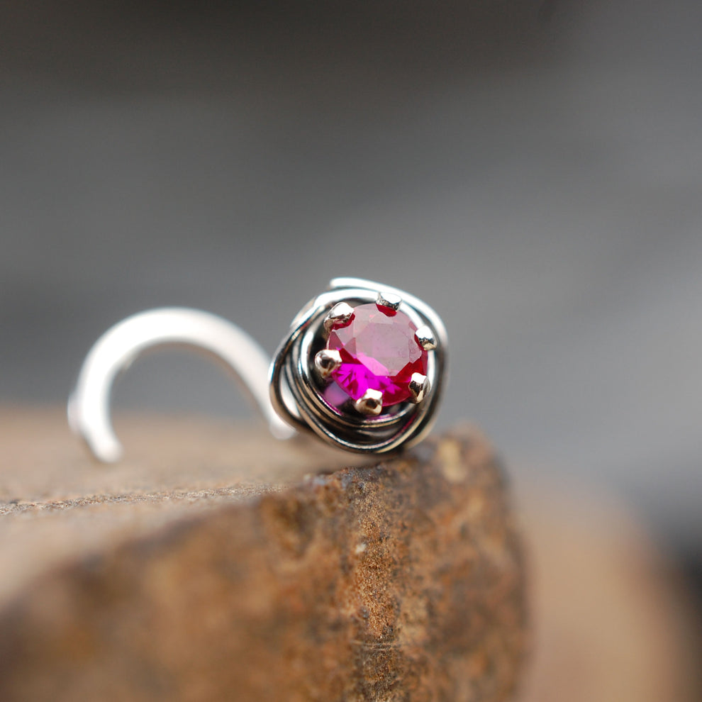 Ruby Nose Stud - All Tangled Up with Rubies – Rock Your Nose Jewelry Inc.