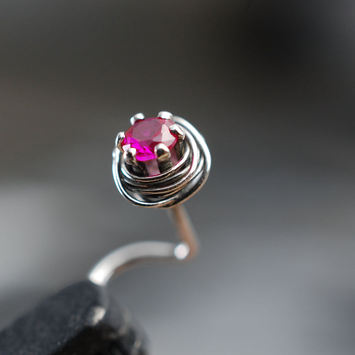 Ruby Nose Stud - All Tangled Up with Rubies – Rock Your Nose Jewelry Inc.