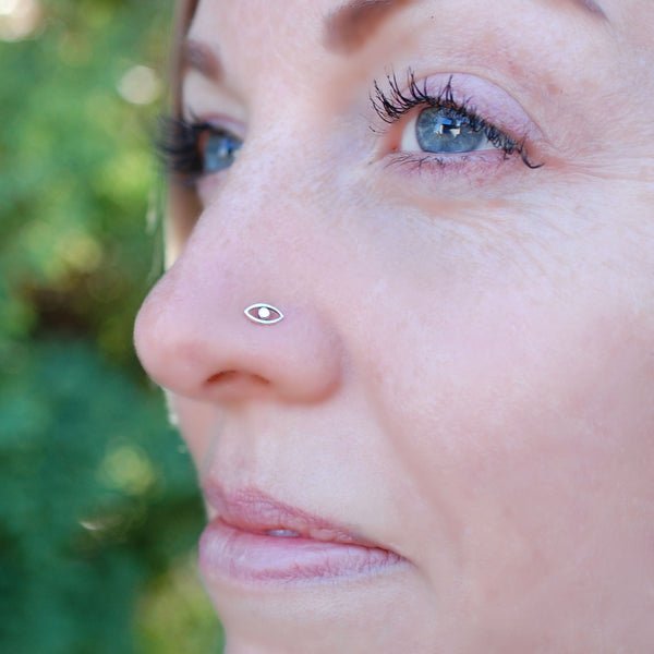 Evil Eye Nose Stud | Sterling Silver Nose Stud | Unique Nose Jewelry ...