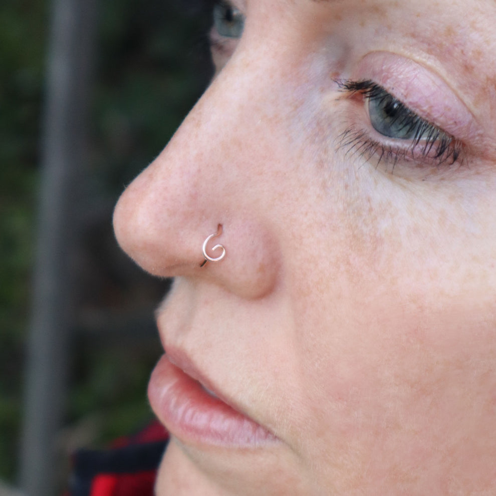 Rose Gold Nose Ring | Organic Open Spiral | Spiral Nose Hoop – Rock ...