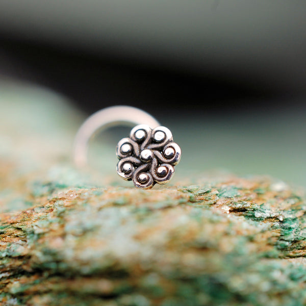 Paisley Sterling Silver Nose Stud | Silver Flower Nose Stud – Rock Your ...