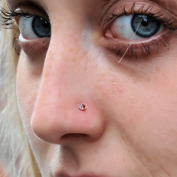 Garnet Nose Stud | Sterling Silver Nose Stud | Unique Nose Jewelry ...